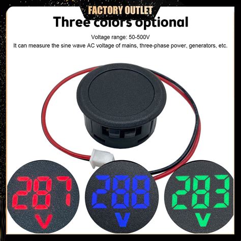 Visor Led Ac 50 500v Voltímetro Display Digital Medidor De Tensão Indicador Vermelho Azul