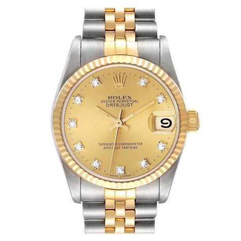 Rolex Datejust Midsize Steel Yellow Gold Diamond Ladies Watch 78273 For