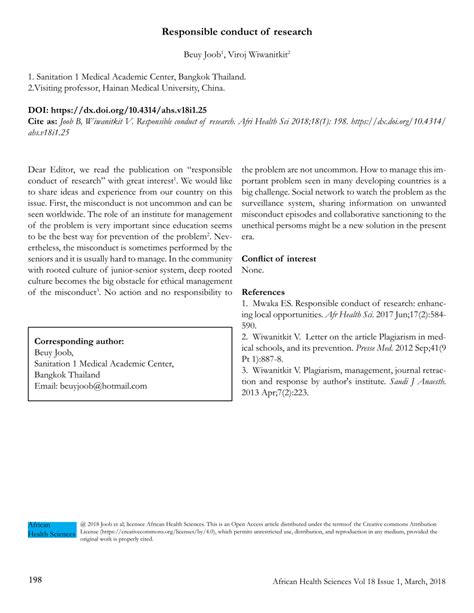 Pdf Responsible Conduct Of Research