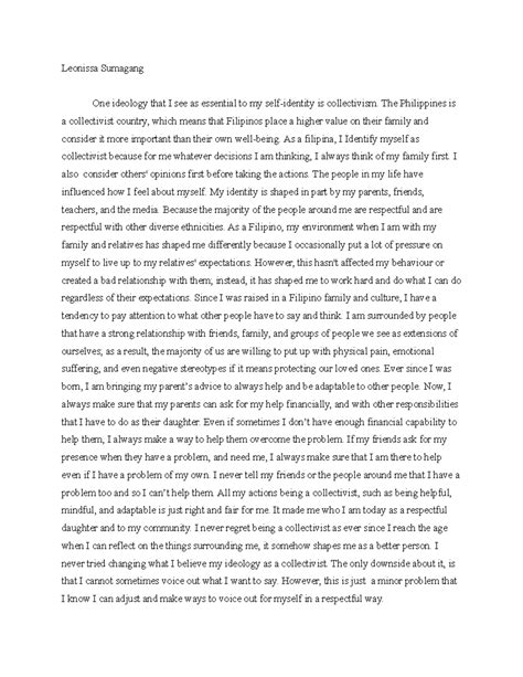 Gned 500 Reflection Assignment 1 Leonissa Sumagang One Ideology That