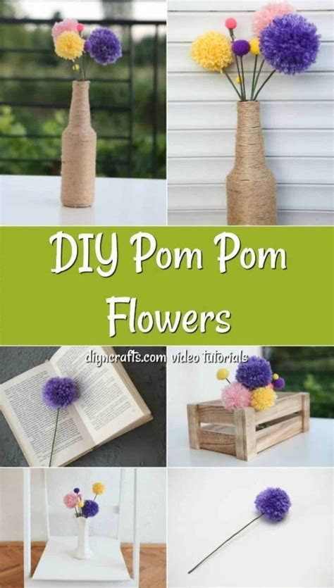 Diy Pom Pom Flowers Bouquet Grab Your Scrap Yarn Glue And Scissors To Throw Together Some Of