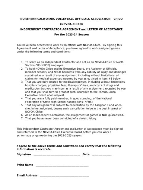 Copy Of Ica 23 24 Independent Contractor Agreement Doc Template