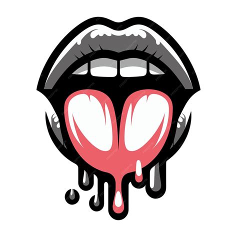 Premium Vector A Drawing Of A Mouth With A Mouth Full Of Liquid