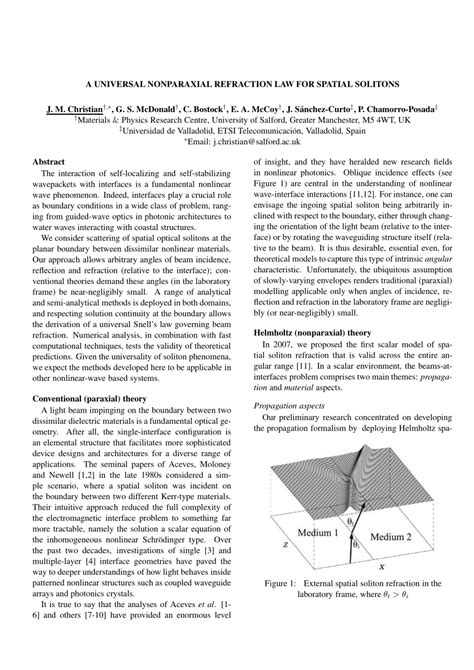 Pdf A Universal Nonparaxial Refraction Law For Spatial Solitons