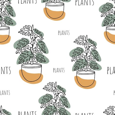 Premium Vector Seamless Pattern Doodle Potted Plant