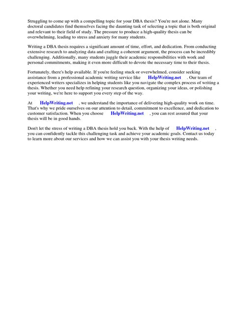Dba Thesis Topics Ideas Pdf Thesis Violence