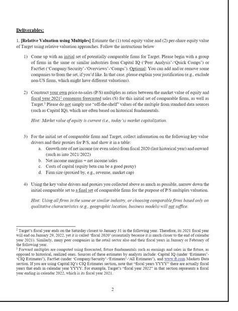 Solved Deliverables 1 Relative Valuation Usin Solutioninn