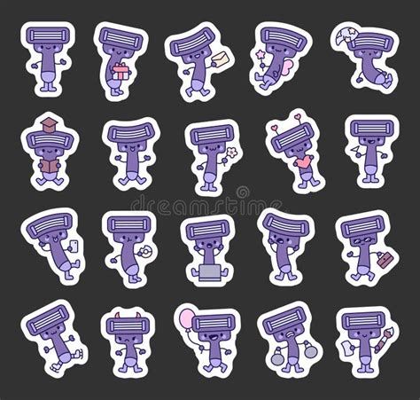 Cute Kawaii Cartoon Razor Characters Stock Vector Illustration Of