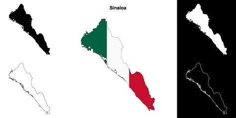 Sinaloa State Outline Map Set 44011617 Vector Art At Vecteezy