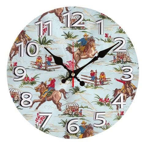 Western Rodeo Round Wall Clock Silent Non Tick Electronic Temu Australia