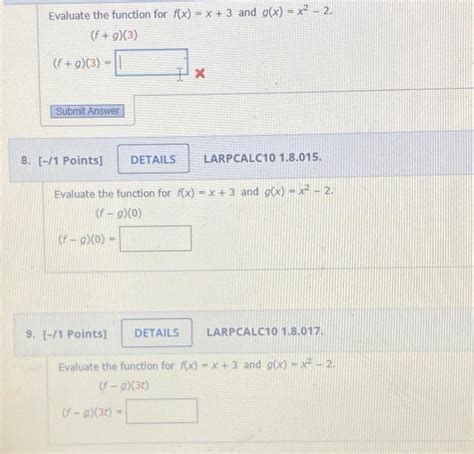 solved evaluate the function for f x x 3 and g x x2