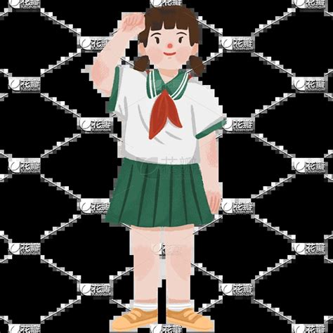 手绘 卡通风少先队员人物贴纸3素材 花瓣网