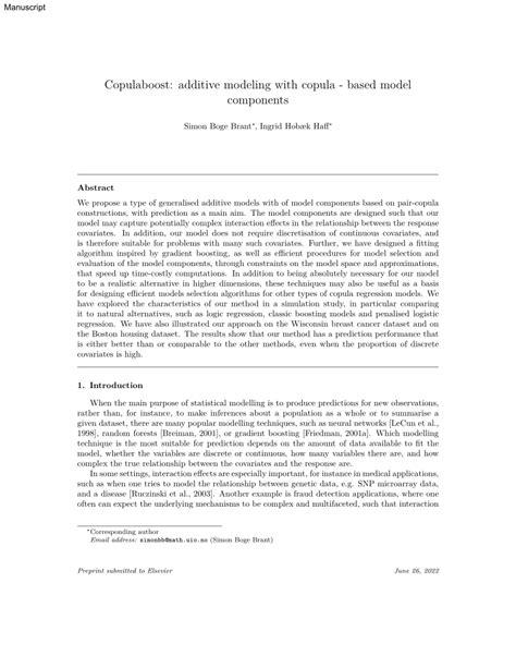 Pdf Copulaboost Additive Modeling With Copula Based Model Components