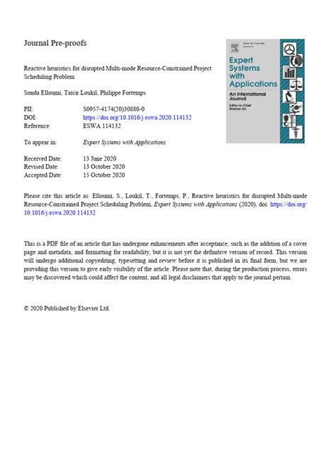 2020 Reactive Heuristics For Disrupted Multi Mode Resource Constrained Project Scheduling