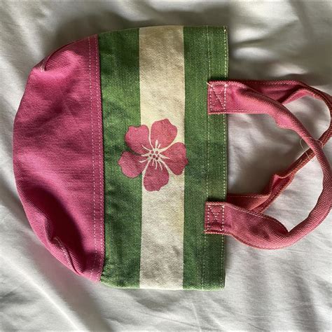 Cute Mini Bag Green Pink And White With A Flower On Depop