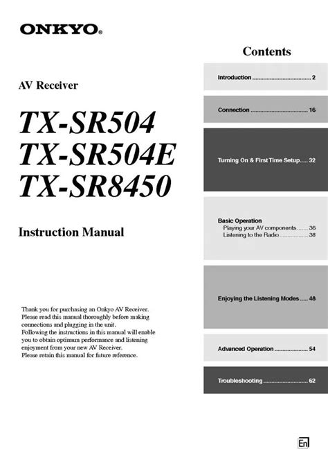 Onkyo Integra Tx Sr504 Receiver Owners Instruction Manual Tekrevolt