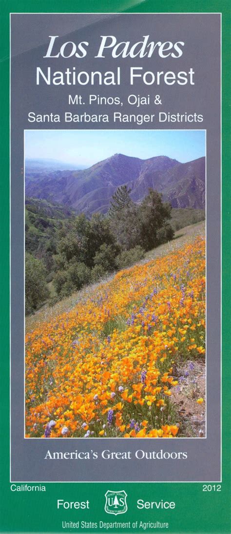 Map Los Padres National Forest Ca Mt Pinos Ojai And Santa Barbara