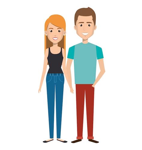 Personajes De Avatares De Pareja Joven Vector Premium
