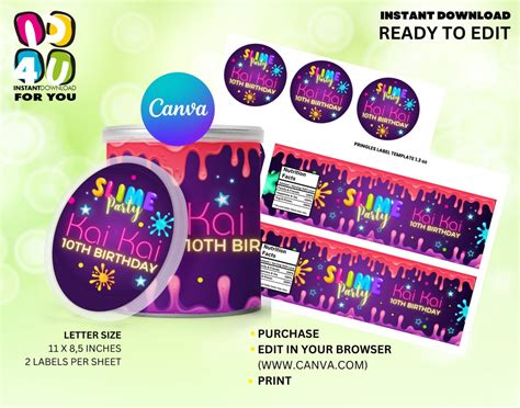 Slime Theme Pringles Wrapper Pringles Can Editable Pringles Label