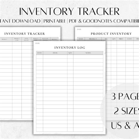 Inventory Tracker Pdf Business Management Printable
