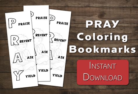 Learning To Pray Bookmark Instant Download Sunday School Bible