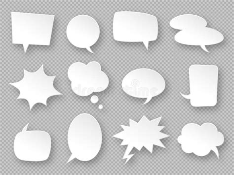 Paper Speech Bubbles White Communication Bubbles Thought Balloons Stock Vector Illustration