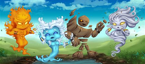 Comm Chibi Elementals By Avareonart On Deviantart