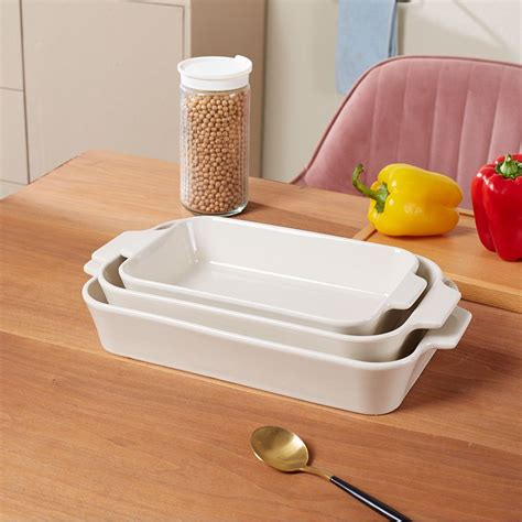 Buy Chefs Delight Porcelain 3 Piece Rectangular Baking Dish Set Online
