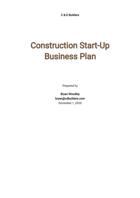 Business Plan Template For Construction