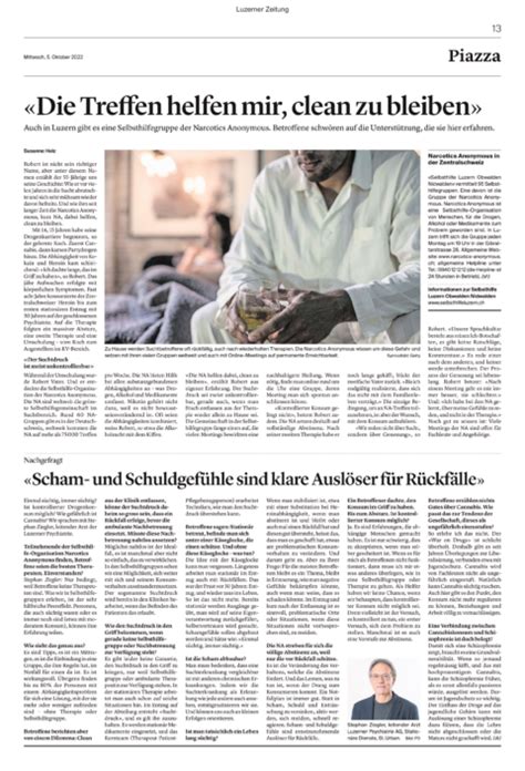 Press Review • Narcotics Anonymous Switzerland