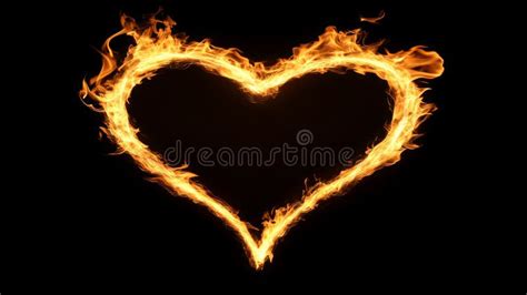 Fiery Heart Aflame Symbolic Representation Of Passion Desire On A