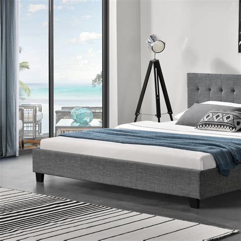 Hotshoppa Grayson Fabric Bed Frame Queen Bunnings Australia