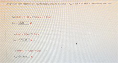 using values from appendix c of your textbook