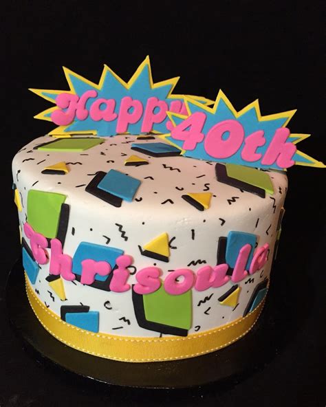 Retro 80s 40th Birthday Cake With Happy 90k Topper 90s Theme Cake