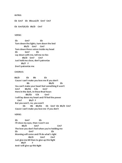 I Cant Make You Love Me Chords Pdf Song Structure Songs Written