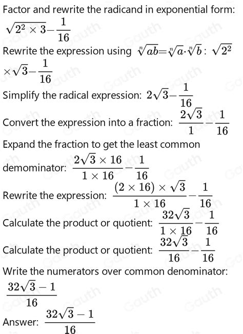 Solved 19 Sqrt 12 1 16 [algebra]