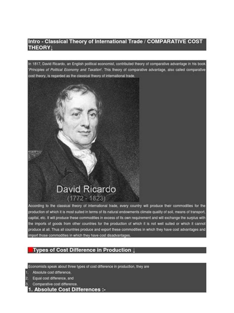 Comparitive Advantage Theory Full Pdf Comparative Advantage
