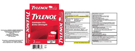 Dailymed Tylenol Extra Strength Acetaminophen Tablet Film Coated