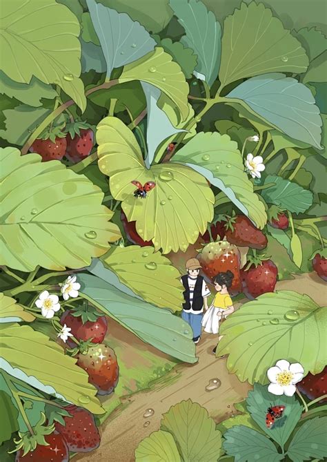 草莓园猫吃鱼不吐刺儿插画师作品涂鸦王国 花瓣网