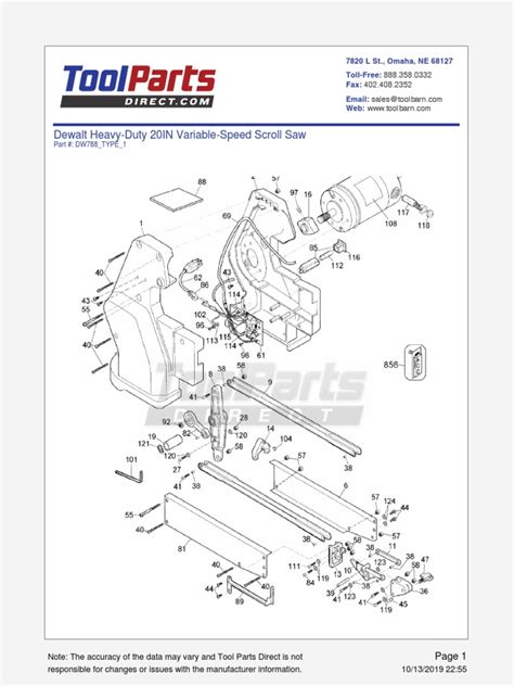 Dewalt Dw788 Scroll Saw Parts List Pdf Screw Tools