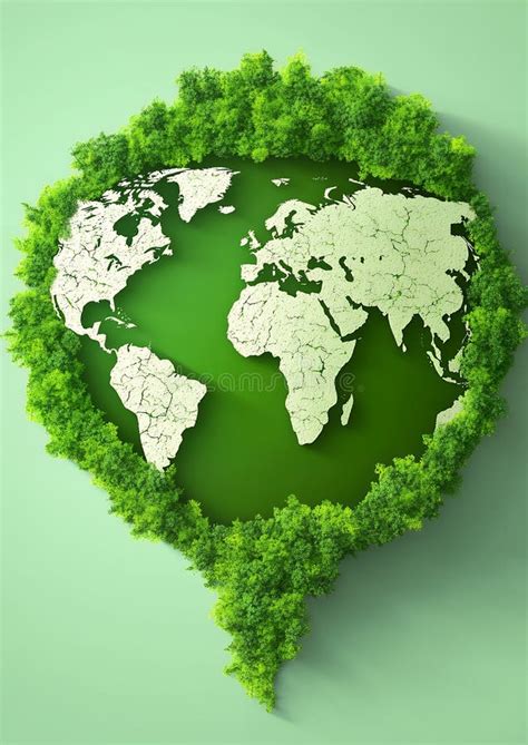 Green Planet Earth Sustainable World Ecology Nature 3d Map Leaf Tree