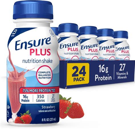 Ensure Plus Strawberry Nutrition Shake Meal Replacement Shake Ready