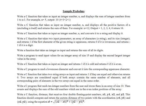 Solved Write A C Function That Takes As Input An Integer