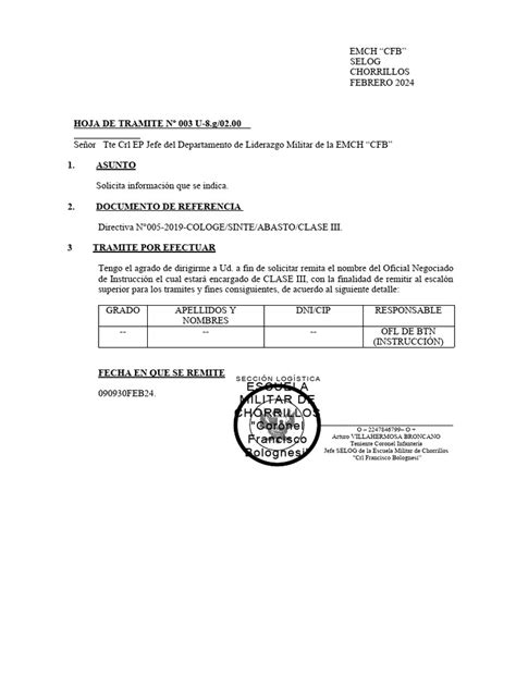 Hoja De Tramite N°003 Pdf