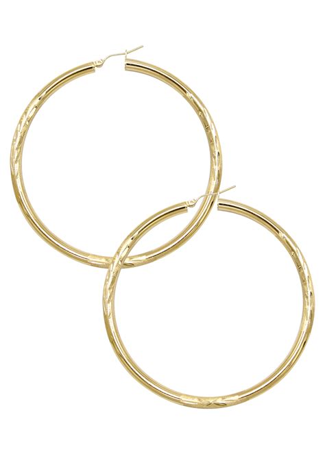 10k Womens Gold Hoop Earrings Customizable Size