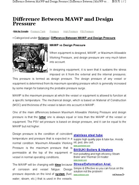 Difference Between Mawp And Design Pressure Download Free Pdf