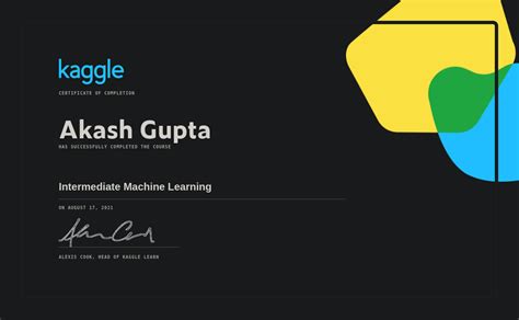 Akash Gupta Completed The Intermediate Machine Learning Course On Kaggle