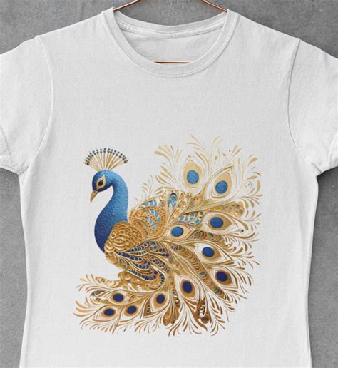Peacock T Shirt Peacock Print Shirt Unisex Heavy Cotton Tee Royal Blue Peacock Tshirt Bird