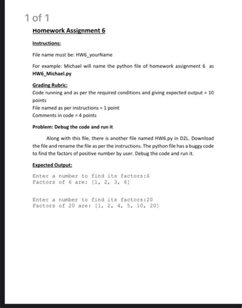Solved 1 Of 1 Homework Assignment 6 Instructions File Name