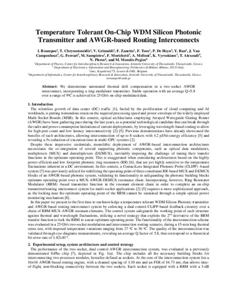 Pdf Temperature Tolerant On Chip Wdm Silicon Photonic Transmitter And
